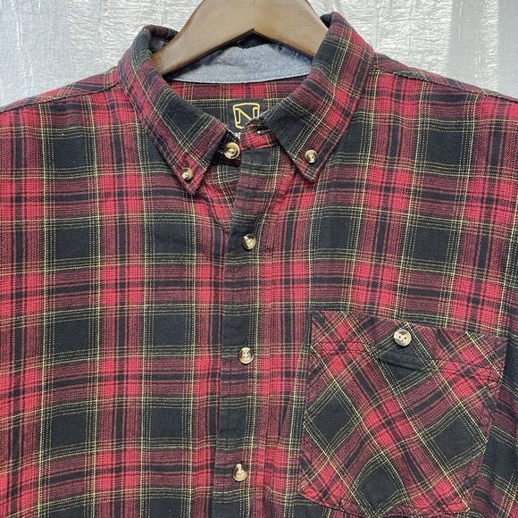 Noble U | Shirts | Noble Mens Red Plaid Flannel Shirt Xlt Cotton | Poshmark